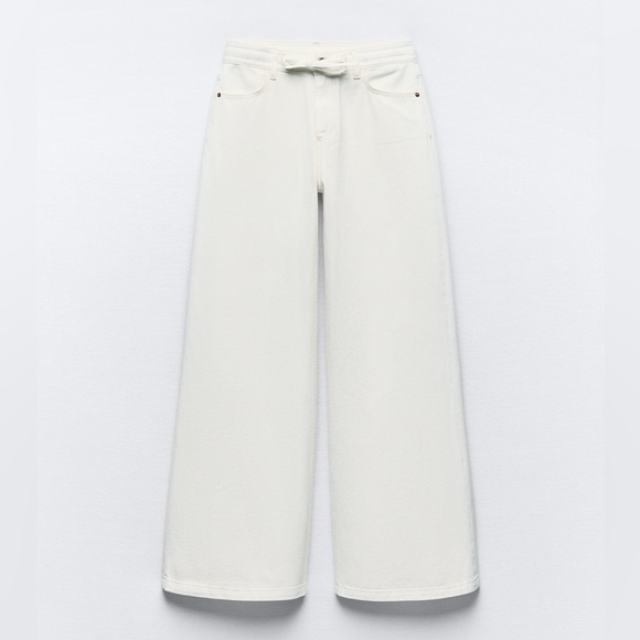 Zara | Jeans | New Zara Wide Leg Palazzo Jeans In Ivory | Poshmark